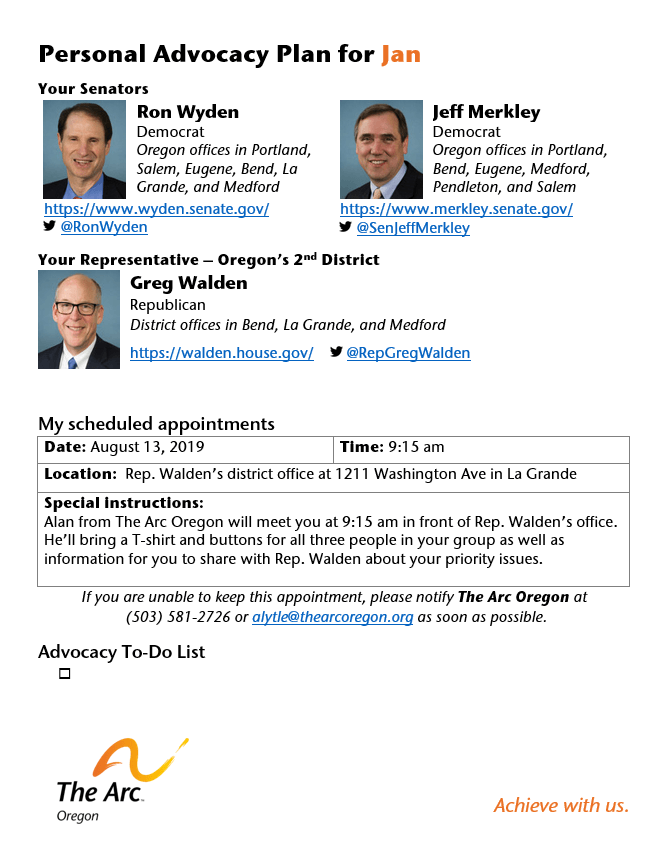 August Recess Advocacy - The Arc Oregon